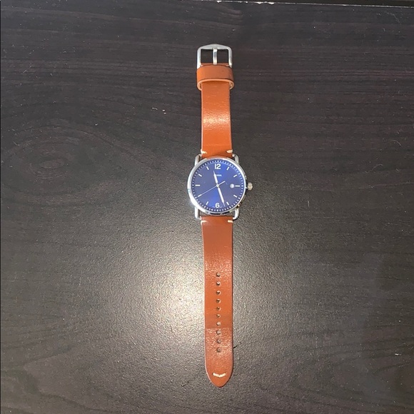 Fossil | Accessories | Brown Leather Navy Blue Fossil Watch | Poshmark